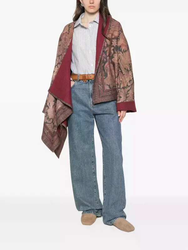PIERRE-LOUIS MASCIA Floral Print Asymmetric Cape - Brown