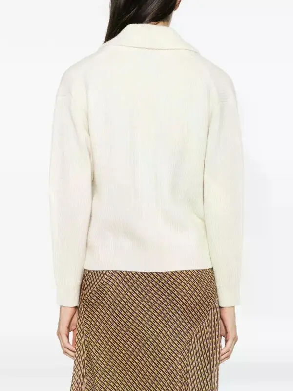 FORTE_FORTE Ribbed-knit Shawl-collar Cardigan