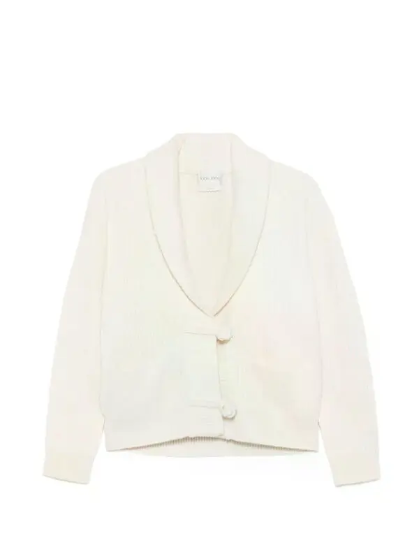 FORTE_FORTE Ribbed Knit Shawl Collar Cardigan