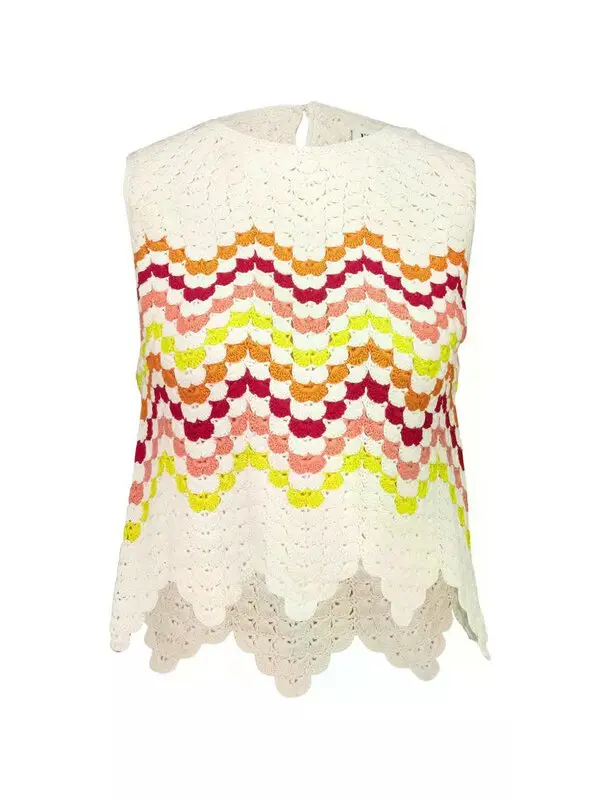 Escvdo Cuenca Crochet-knit Scalloped-hem Top