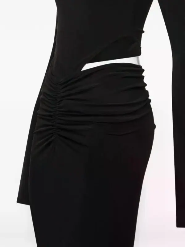 Andamane Heloise Cut-out Ruched Midi Dress - Black