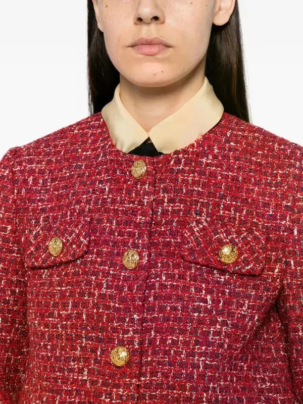 Valentino Garavani Textured Tweed Jacket With Gold Buttons