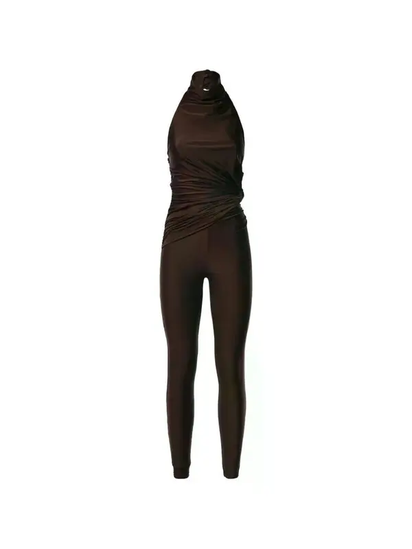 Andamane Tatiana Draped Halterneck Jumpsuit - Brown