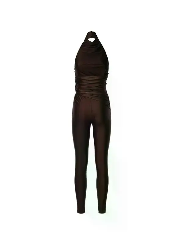 Andamane Tatiana Draped Halterneck Jumpsuit - Brown