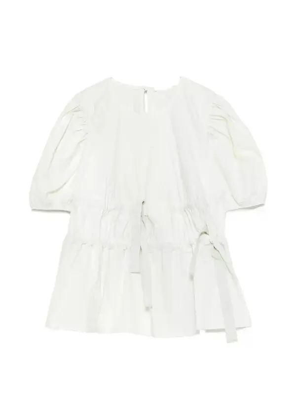 Cecilie Bahnsen Papillon Matelassé Peplum Top - Neutrals