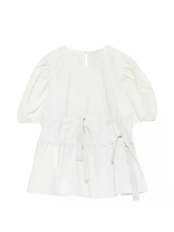 Cecilie Bahnsen Papillon Matelassé Peplum Top - Neutrals