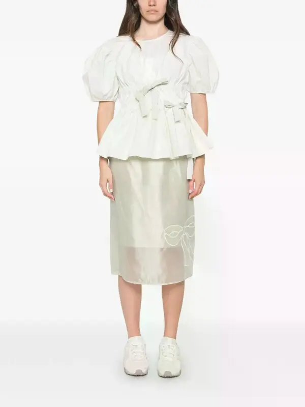 Cecilie Bahnsen Papillon Matelassé Peplum Top - Neutrals