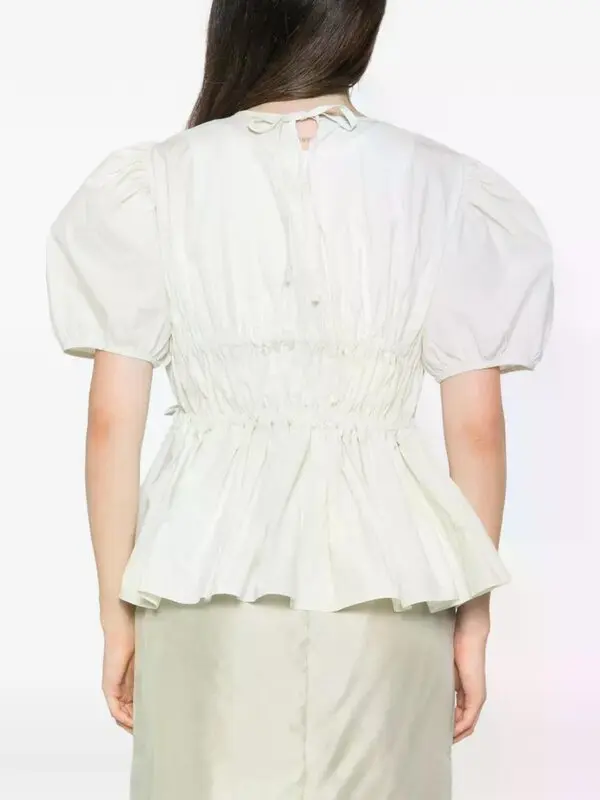 Cecilie Bahnsen Papillon Matelassé Peplum Top - Neutrals