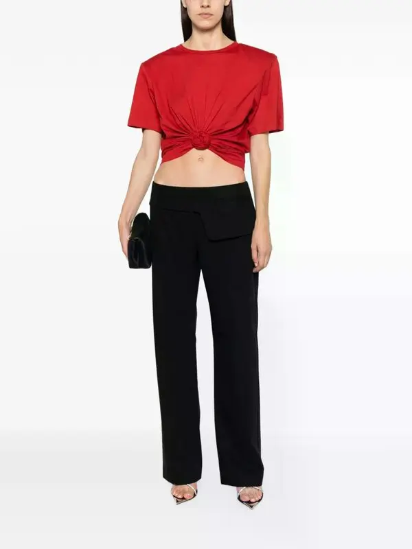 Magda Butrym Cropped T-shirt With Rosette Detail - Red