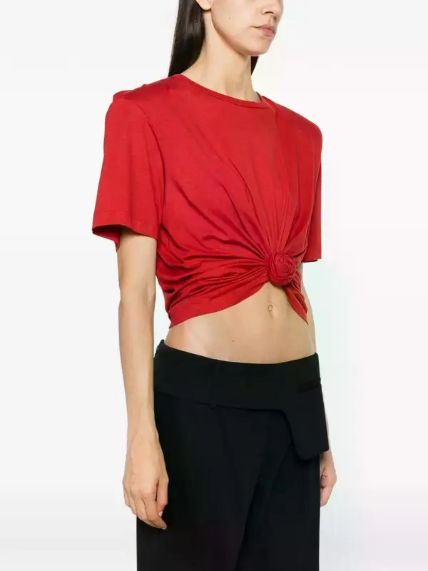 Magda Butrym Cropped T-shirt With Rosette Detail - Red