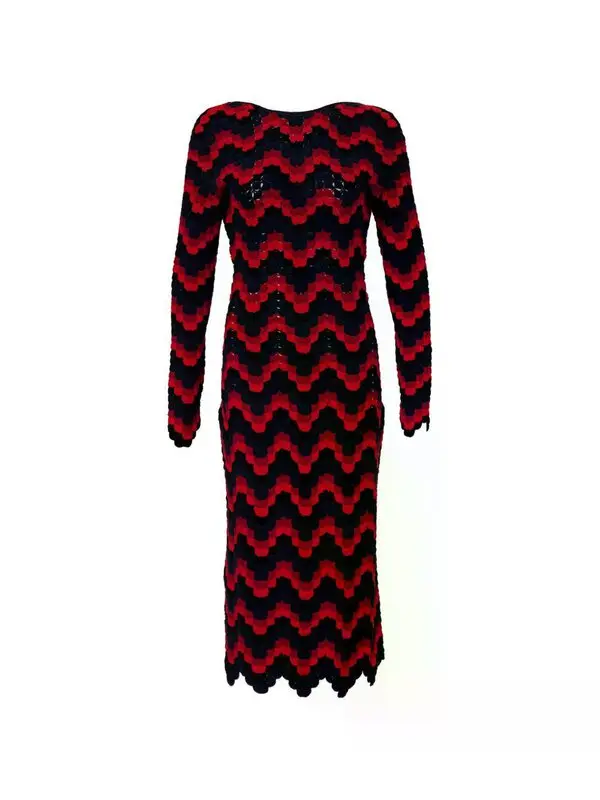 Escvdo Ursula Wave-pattern Crochet Maxi Dress