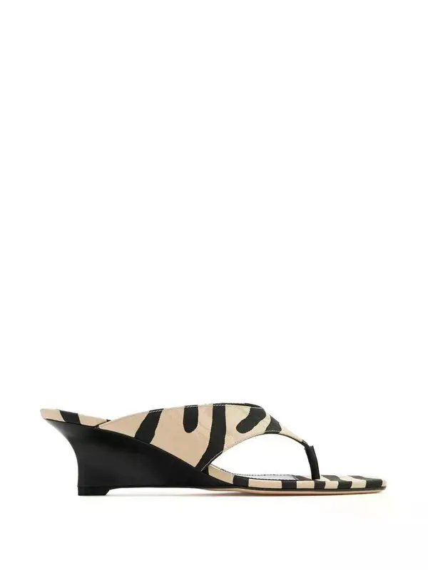 STUART WEITZMAN Zebra Print Wedge Sandals - Neutrals