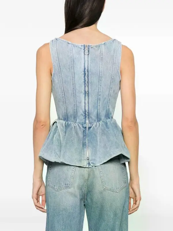 MARQUES' ALMEIDA Denim Corset Top With Peplum Hem