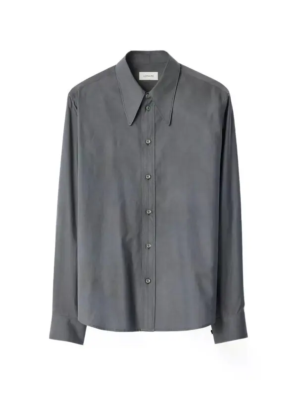LEMAIRE Pointed-collar Shirt In Washed Cotton-silk - Grey