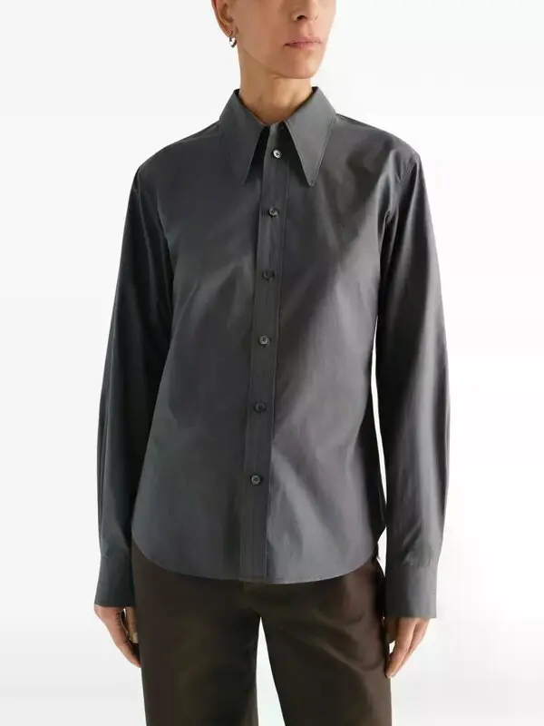 LEMAIRE Pointed-collar Shirt In Washed Cotton-silk