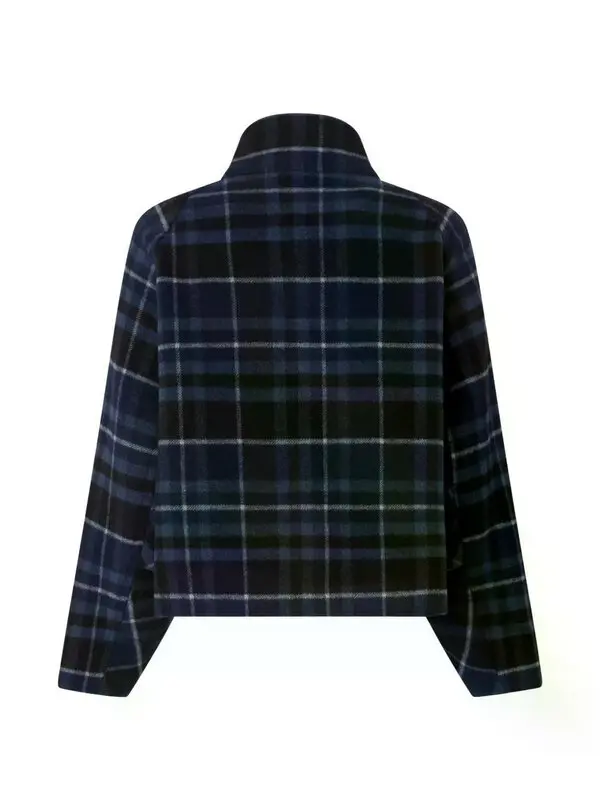 Pinko Check-pattern Cropped Coat - Blue