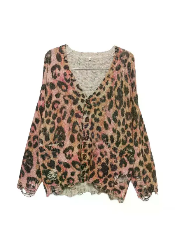 R13 Leopard-print Distressed Cardigan - Neutrals