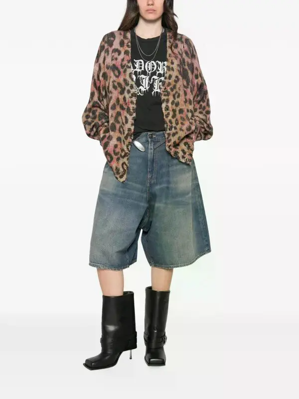 R13 Leopard-print Distressed Cardigan