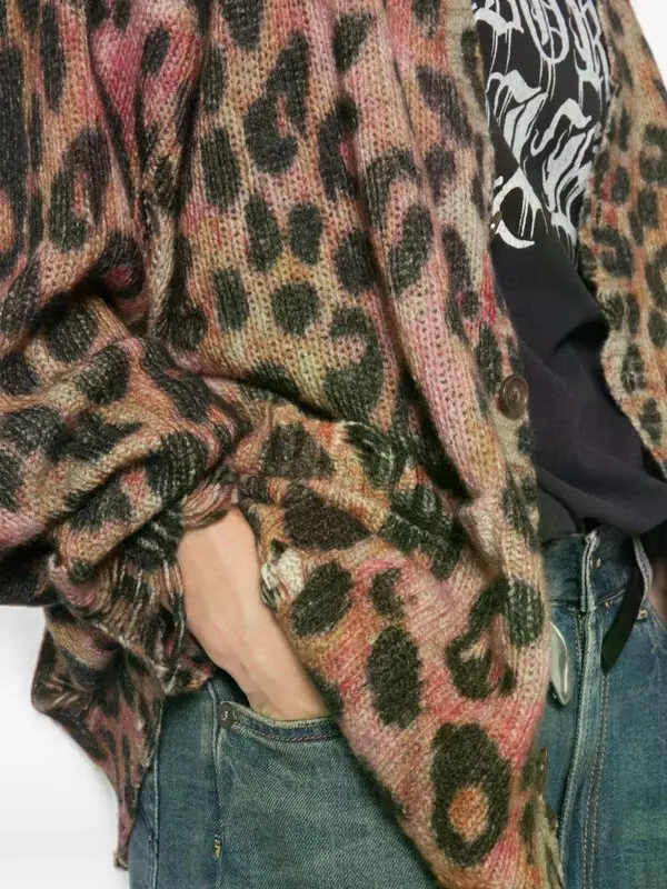 R13 Leopard-print Distressed Cardigan