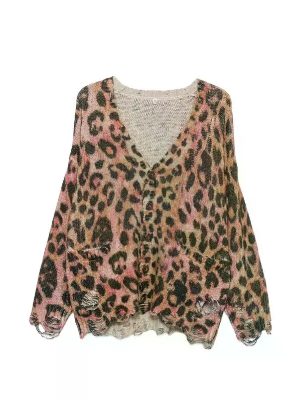 R13 Leopard-print Distressed Cardigan - Neutrals