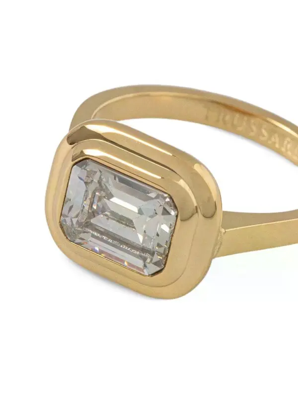 TRUSSARDI Crystal-embellished Emerald-cut Ring - Gold