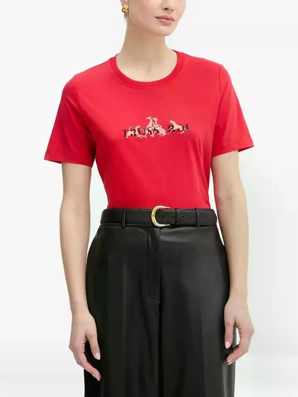 TRUSSARDI Embroidery T-shirt - Red