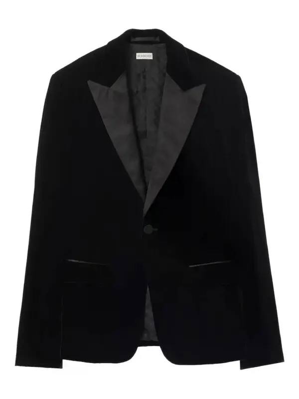 Burberry Peaked Lapels Velvet Tuxedo Jacket - Black