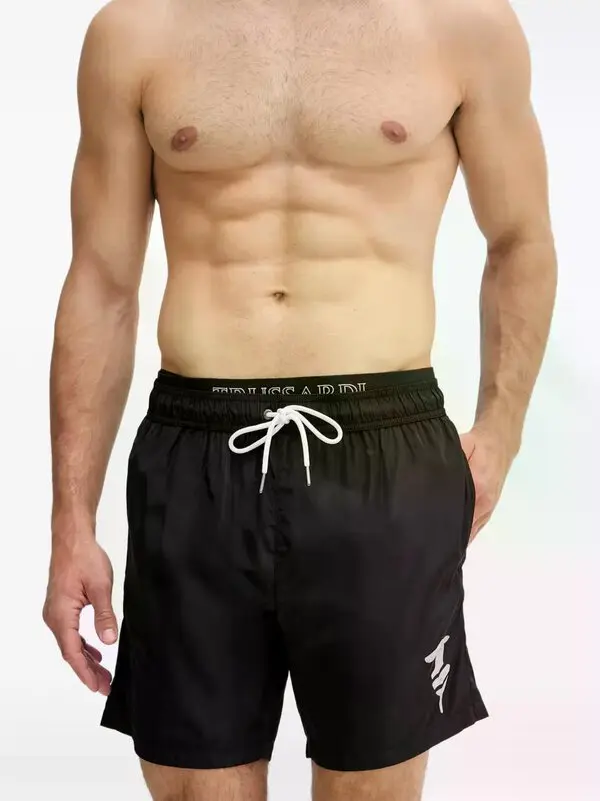 TRUSSARDI Logo-print Drawstring Swim Shorts - Black