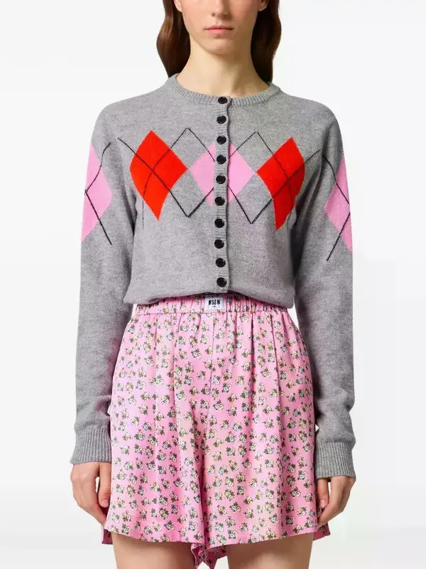MSGM Argyle-pattern Button-up Cardigan