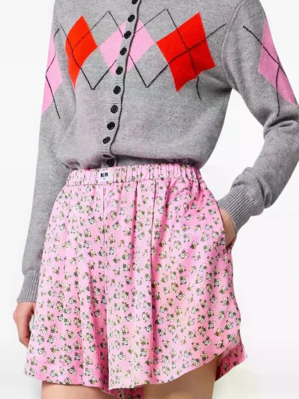 MSGM Argyle-pattern Button-up Cardigan