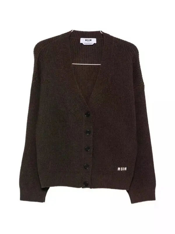 MSGM Long Sleeve V-neck Cardigan - Brown