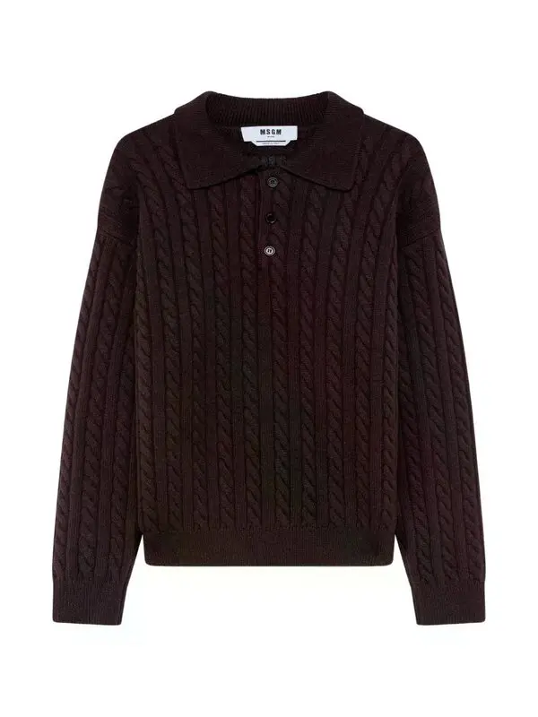 MSGM Cable-knit Polo Shirt