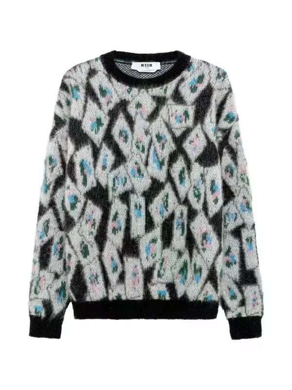 MSGM Geometric-pattern Mohair-blend Sweater