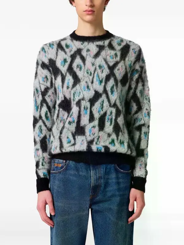 MSGM Geometric-pattern Mohair-blend Sweater