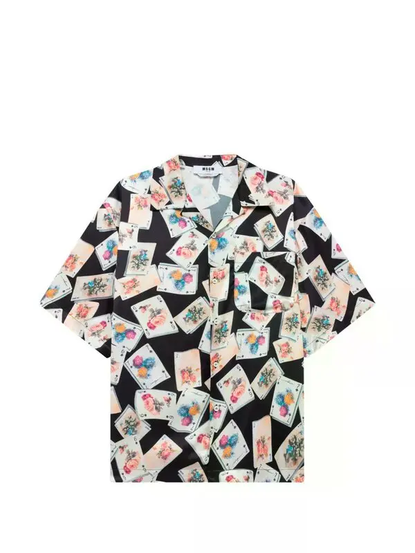 MSGM Playing Card-print Camp-collar Shirt