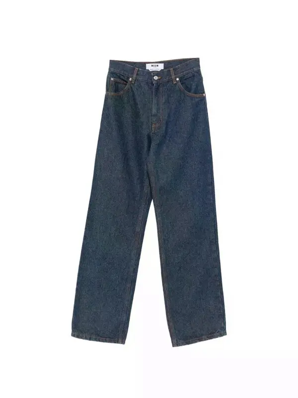 MSGM Contrast-stitch Logo-embroidered Jeans