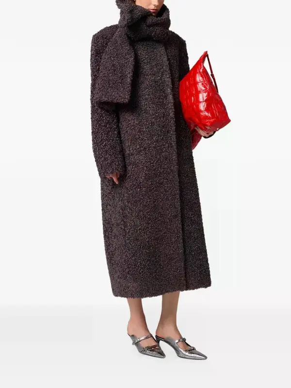 MSGM Scarf-detail Bouclé-effect Coat