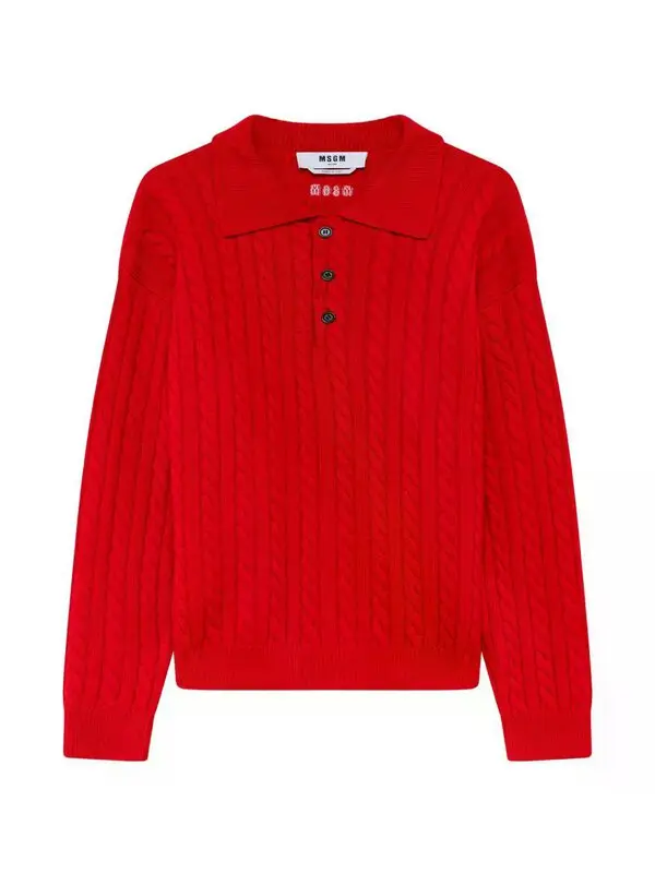 MSGM Cable-knit Polo Shirt