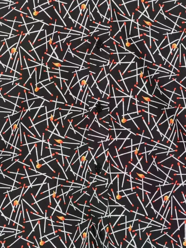 MSGM Matchstick Print Cropped Shirt