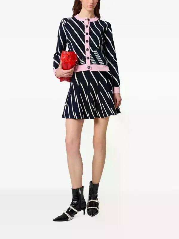 MSGM Diagonal-stripe Mini Skirt - Blue