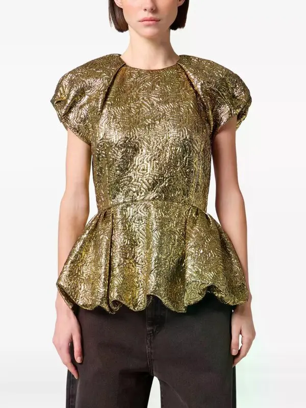 MSGM Jacquard-effect Peplum Top