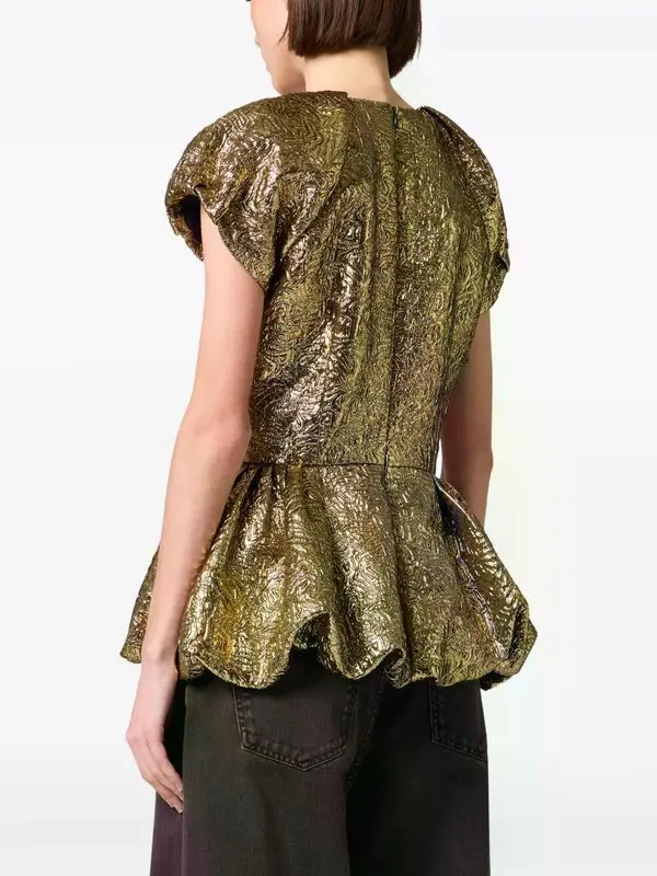 MSGM Jacquard-effect Peplum Top