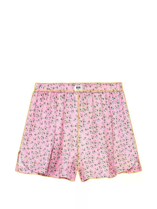 MSGM Floral-print Mini Shorts - Pink