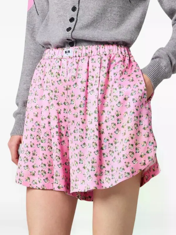 MSGM Floral-print Mini Shorts