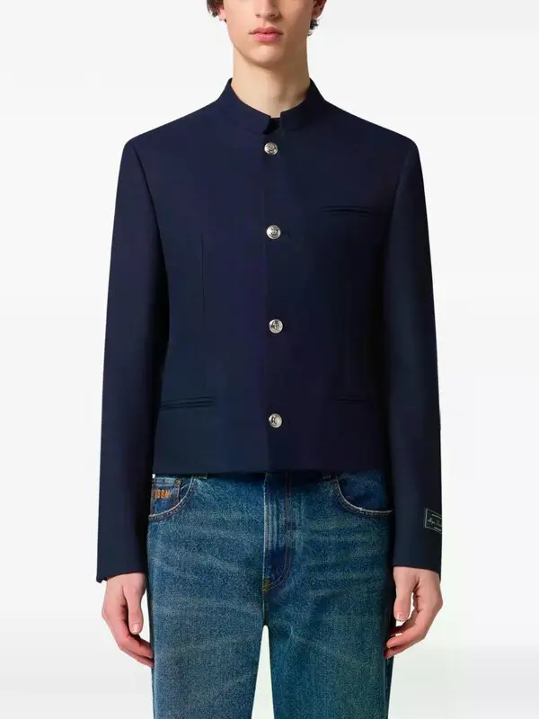 MSGM Mandarin-collar Logo-patch Jacket