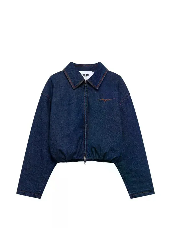 MSGM Logo-embroidered Denim Jacket