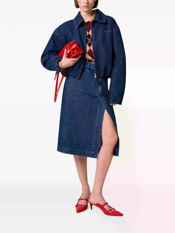 MSGM Logo-embroidered Denim Jacket