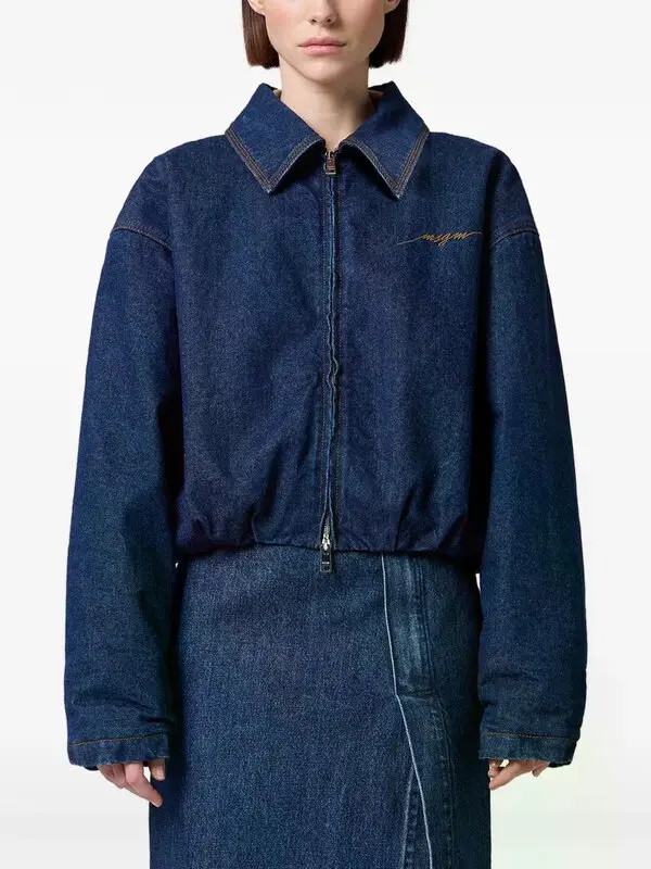 MSGM Logo-embroidered Denim Jacket