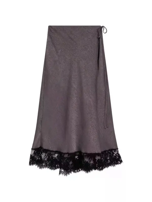 MSGM Lace-trim Wrap Midi Skirt - Grey
