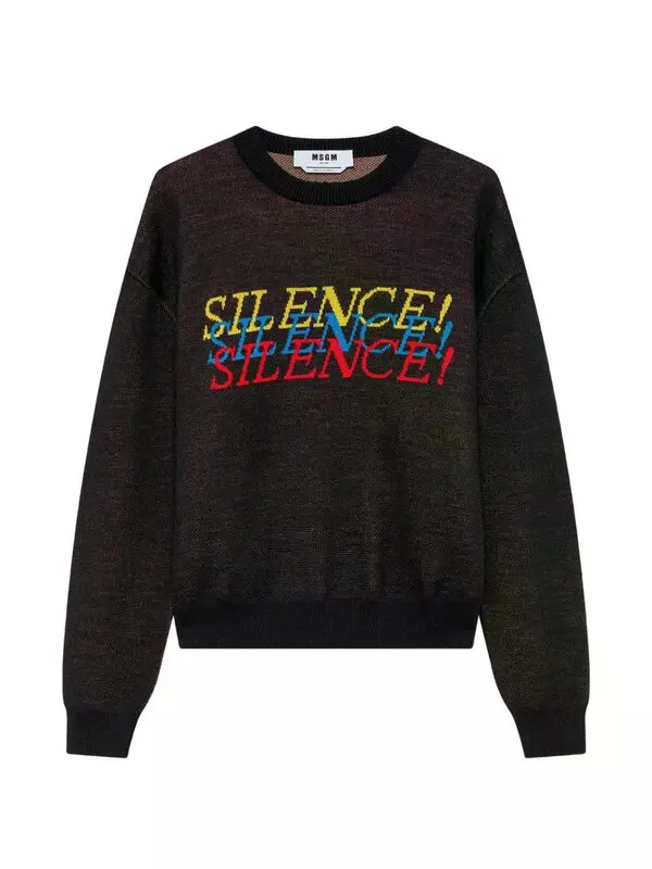MSGM Slogan-intarsia Crew-neck Sweater